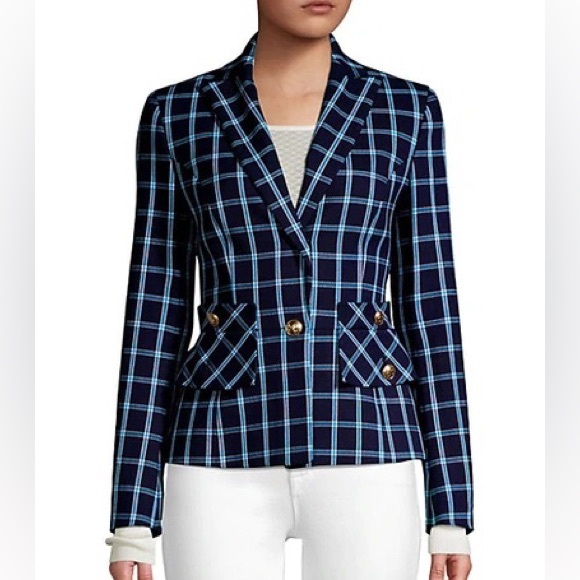 Escada | Jackets & Coats | Escada Boshan Window Pane Jacket In Blue ...